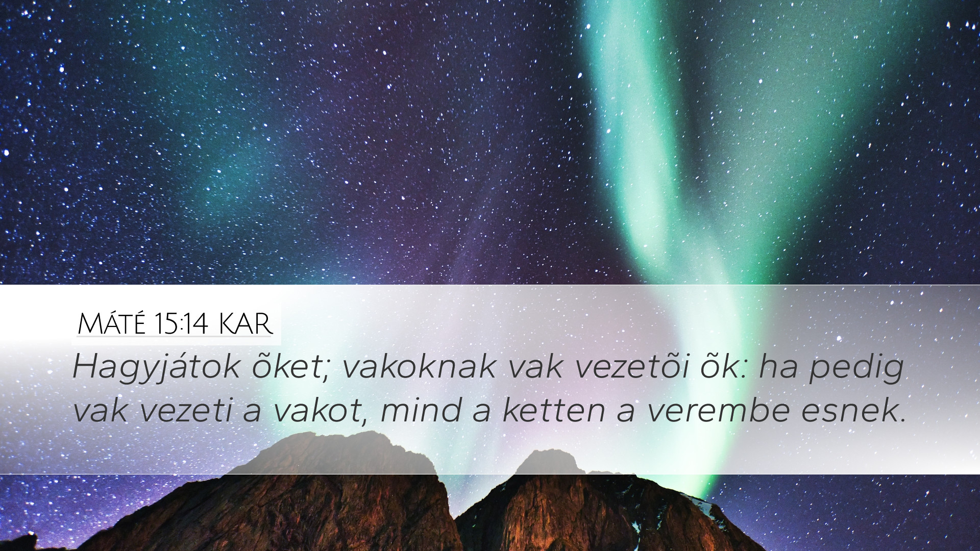Máté 15:14 KAR Desktop Wallpaper - Hagyjátok õket; vakoknak vak vezetõi ...