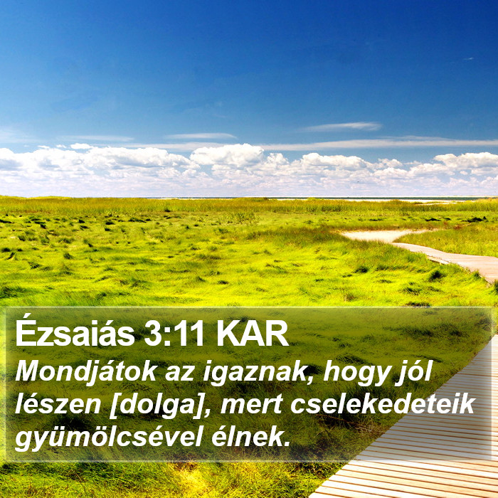 Ézsaiás 3:11 KAR - Mondjátok az igaznak, hogy jól lészen [dolga],