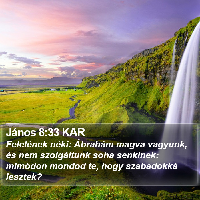 János 8:33 KAR - Felelének néki: Ábrahám magva vagyunk, és