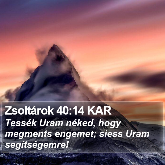 Zsoltárok 40:14 KAR - Tessék Uram néked, hogy megments engemet; siess